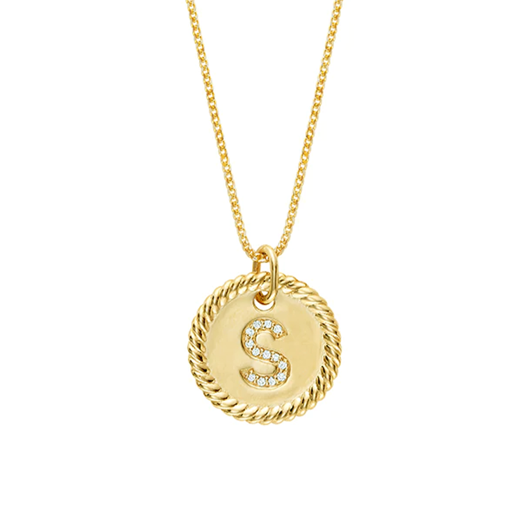 Braided Diamond Initial Disc Pendant | Armans Fine Jewellery