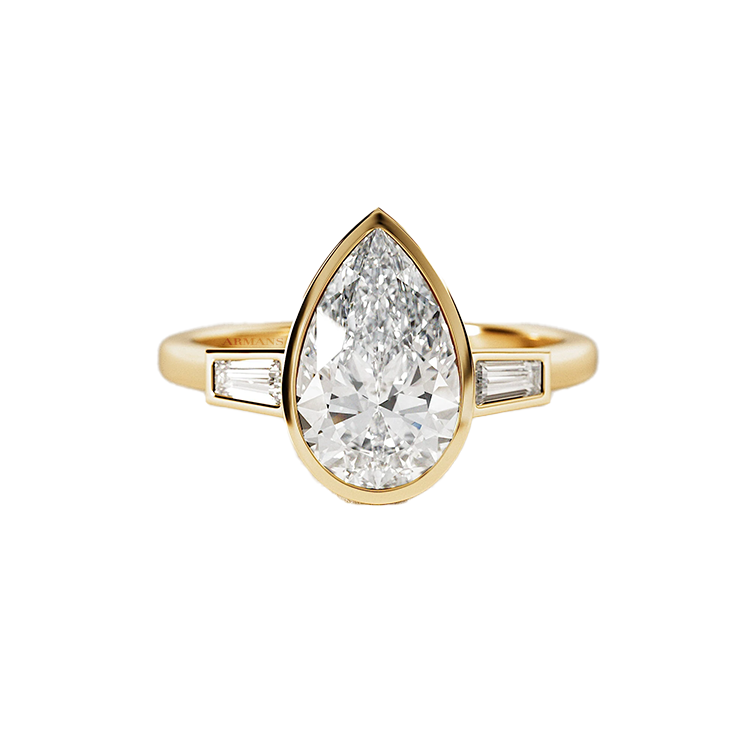 Pear Bezel Set Trilogy Engagement Ring | Armans Fine Jewellery