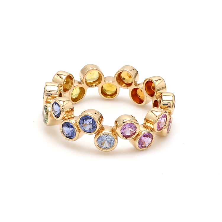 Staggered Rainbow Sapphire Zig Zag Ring | Armans Fine Jewellery
